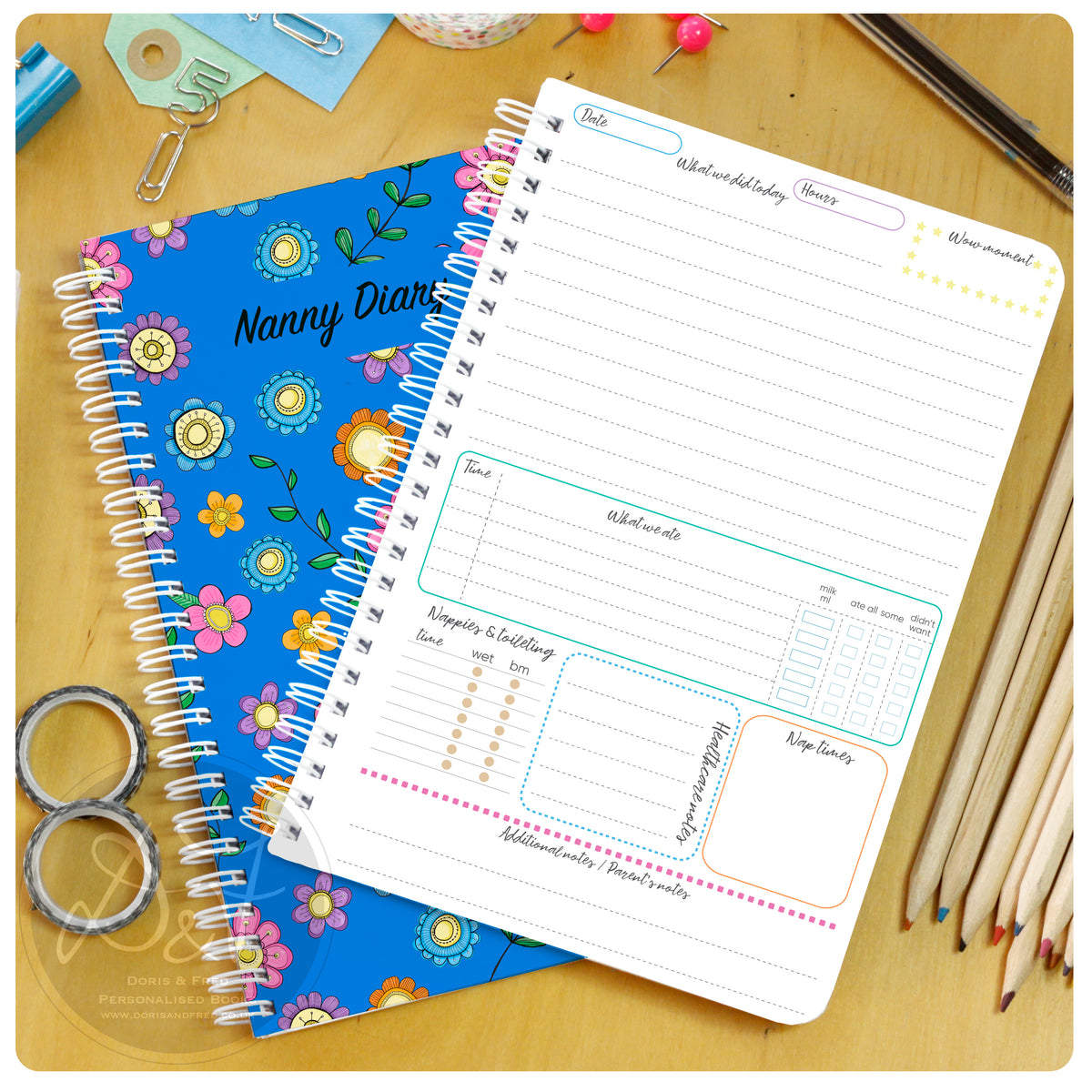A5 (Norland style) Nanny Diary/planner – Doris & Fred