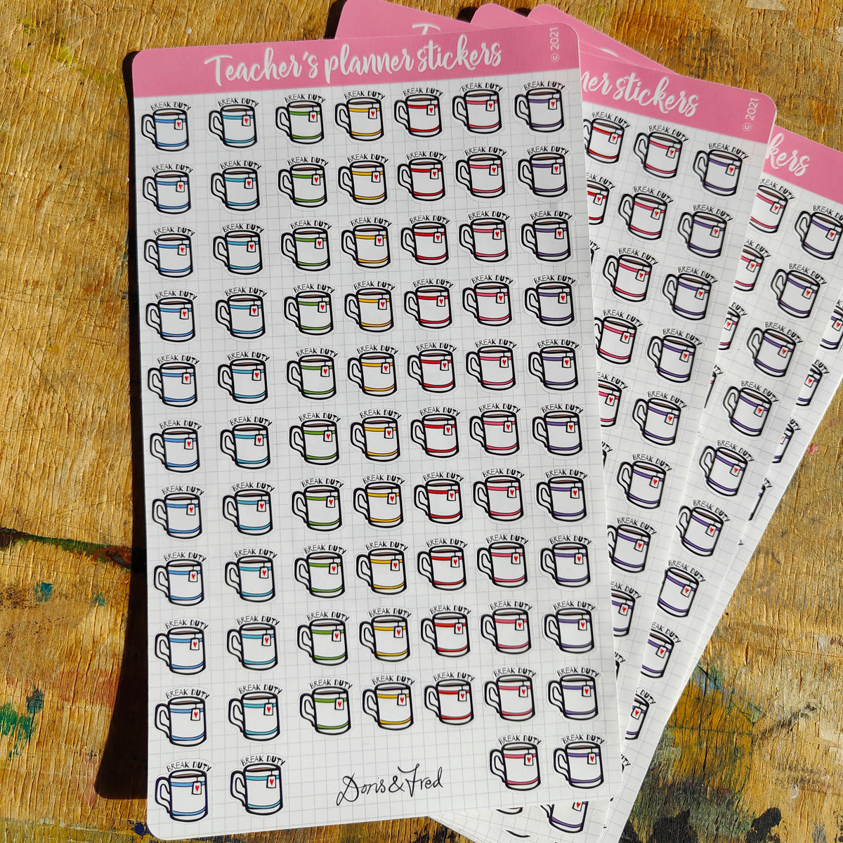 Teacher's planner stickers single design full sheet – Doris & Fred