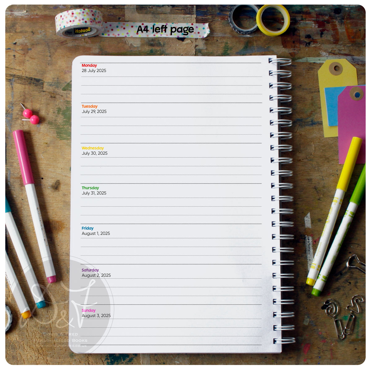 25-26 academic Diary with weekly notes – Doris & Fred