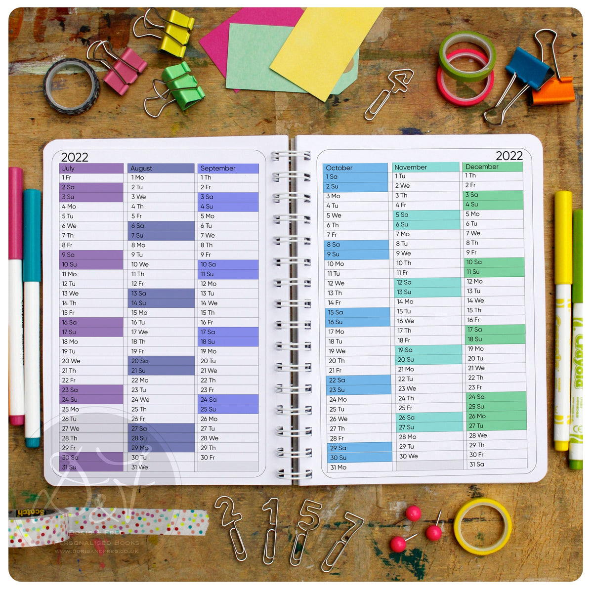 Tax year/Financial year Diary 25/26 A4 or A5 – Doris & Fred