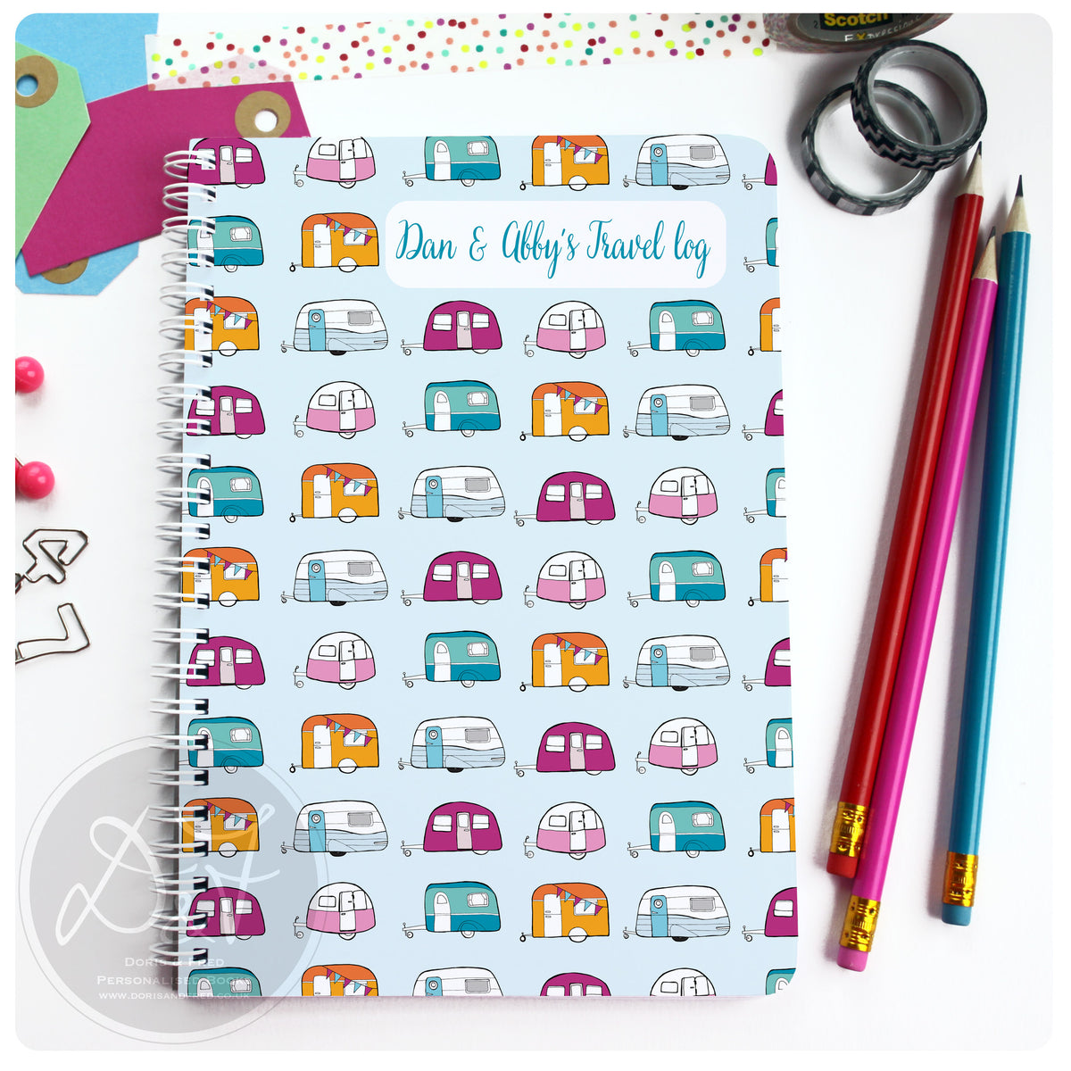Personalised Travel log book/journal – Doris & Fred